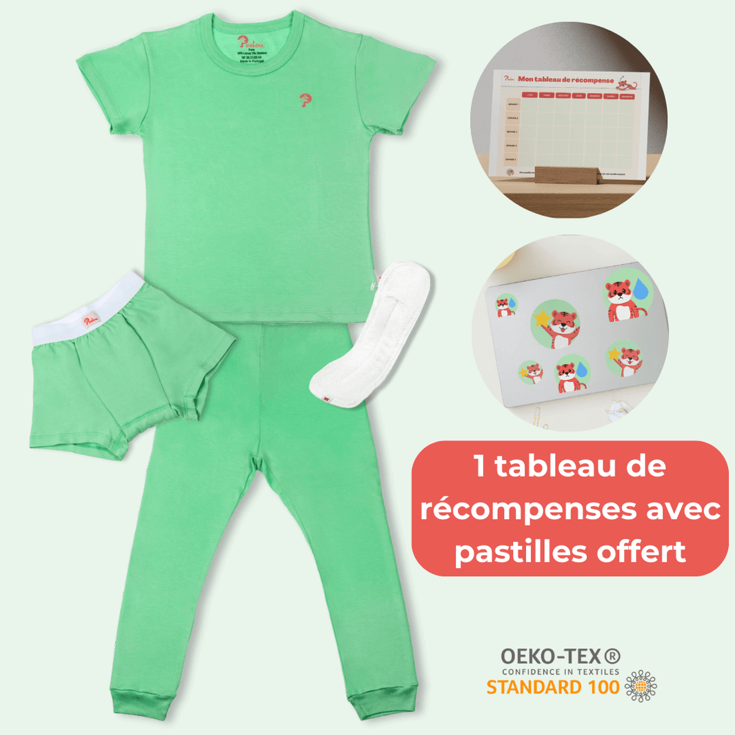 Pyjama anti-pipi imperméable étanche et réutilisable Peelou